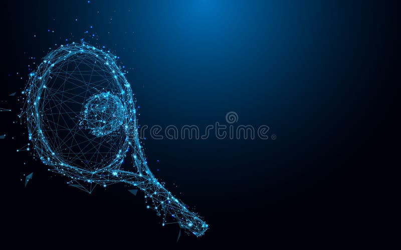 Abstract Tennis Racket with Ball from Lines and Triangles, Point ...