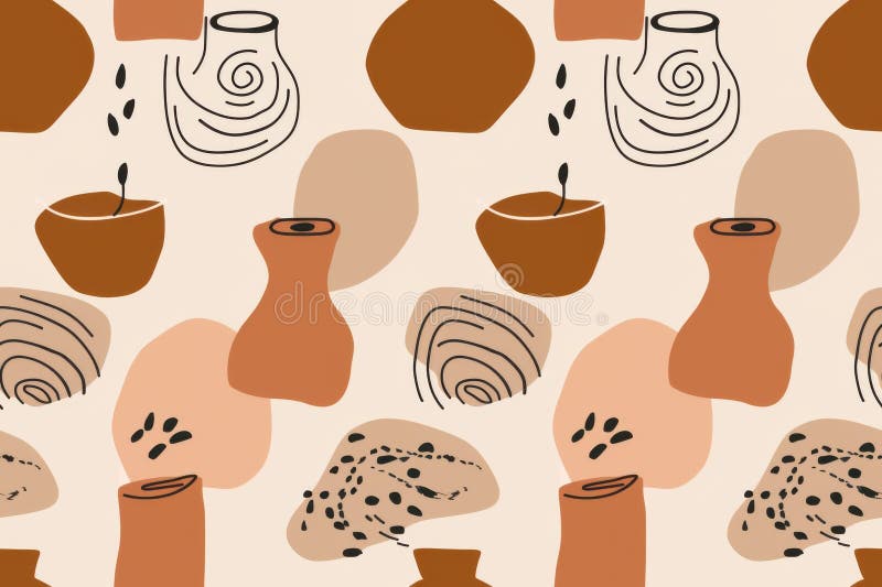 Abstract Terracotta Pottery Pattern Stock Illustration - Illustration ...