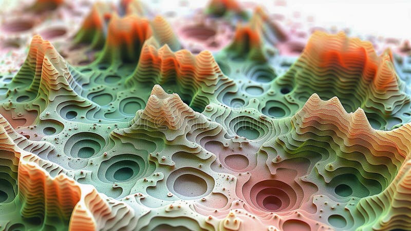 Abstract Terrain of Pastel Peaks and Valleys Stock Illustration ...