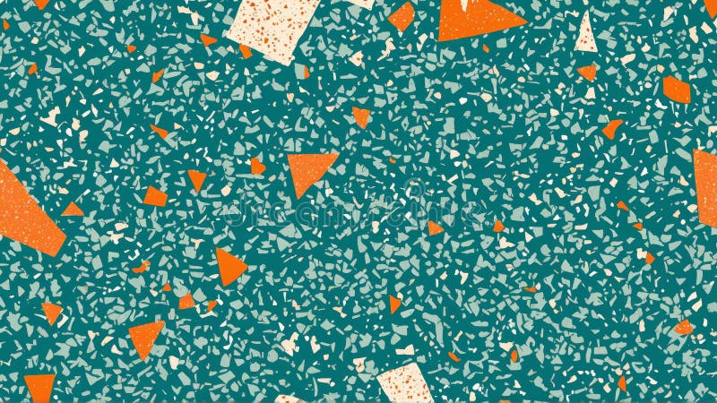 Abstract Terrazzo Pattern with Orange and Teal Geometric Shapes Stock Image - Image of geometric ...