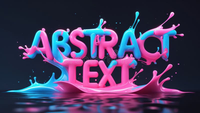 Abstract Text Art with Vibrant Paint Splashes and Reflections Stock ...