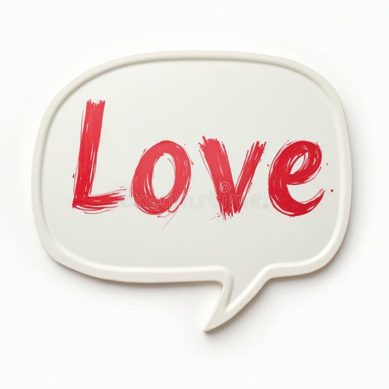 Abstract Text Bubble with Love Message Inside on a White Background ...