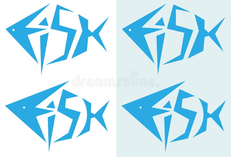 Abstract Text Fish Logo on White and Blue Background Minimalistic Stock ...