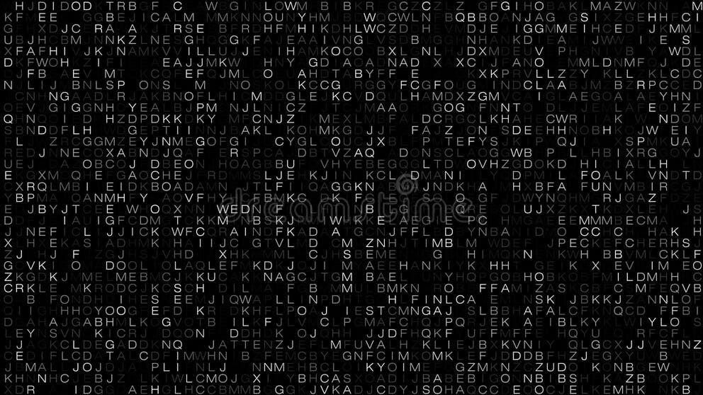 Abstract Text Letters on Black Background Random Pattern of Encrypted ...
