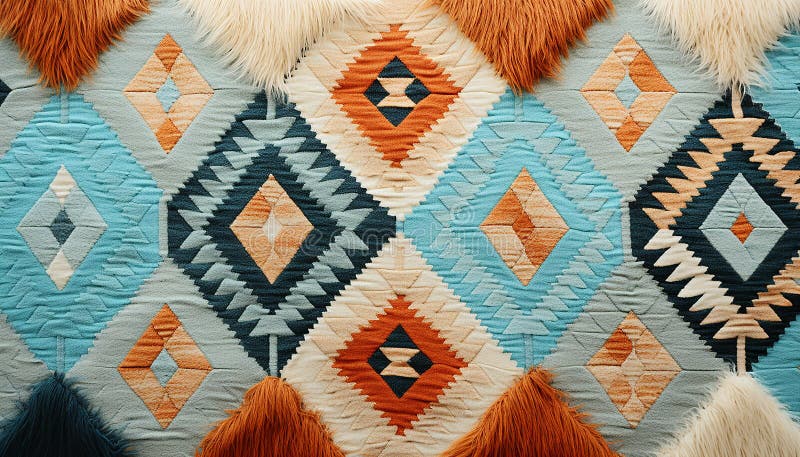 Abstract Textile Design with Vibrant Colors and Indigenous Cultural ...