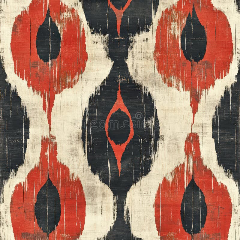 Abstract Textile Pattern with Red, Black, and Cream Color Scheme Stock ...