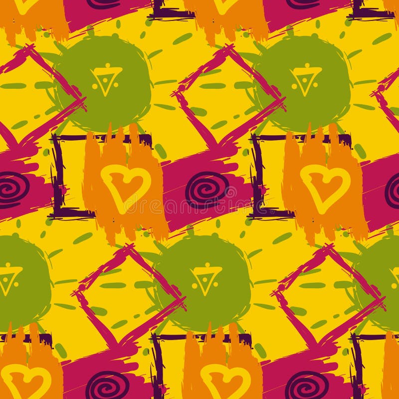 Abstract Textile Seamless Pattern of Colorful Sketch Drawing Stock ...