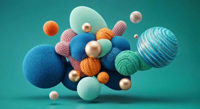 Abstract Textile Sphere Arrangement: a Vibrant Fusion of Textures and ...
