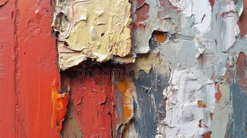Abstract Textural Painting with Red, Yellow, Grey and White Stock ...