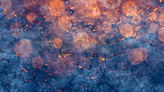 Abstract Texture Background: Blue Concrete with Golden Bokeh Lights ...