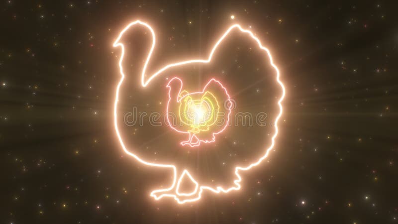 Thanksgiving Turkey Shape Outline Season Abstract Neon Lights Tunnel ...