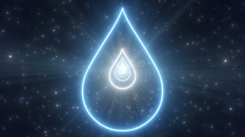 Water Teardrop Shape Droplet Outline Spring Season Neon Lights Tunnel ...