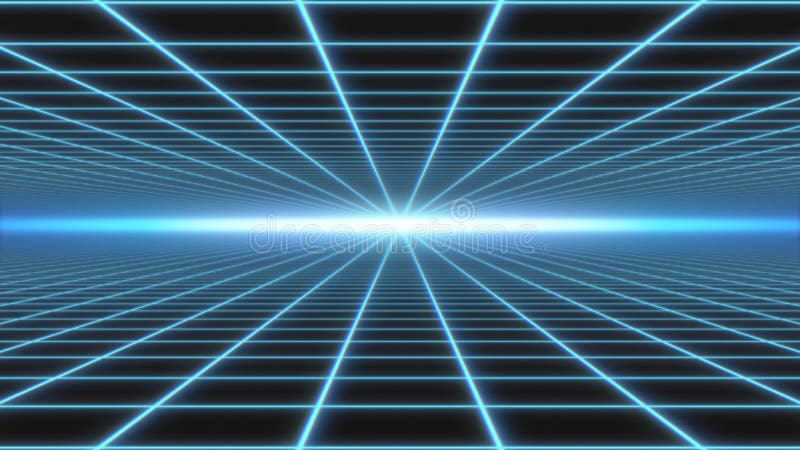 Fly through Rotating Retro 80s Synthwave Grid with Glowing Horizon ...