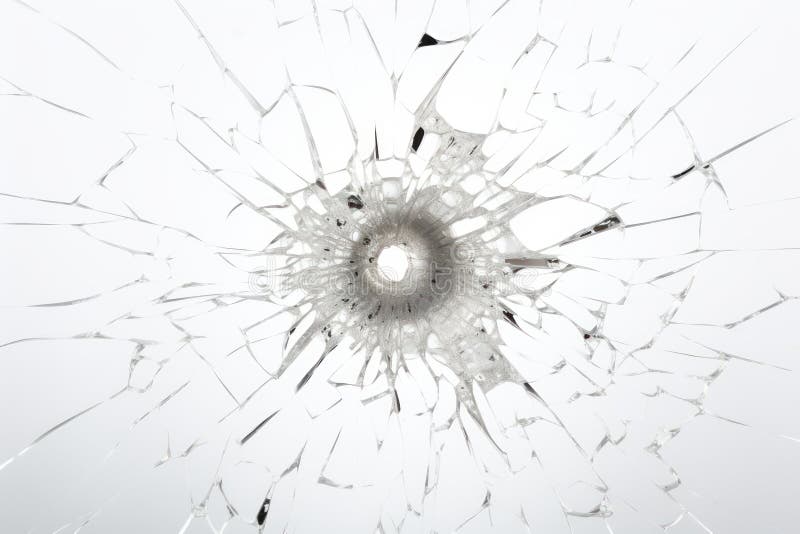 Abstract Texture. Broken Glass Window with Hole in the Middle and ...
