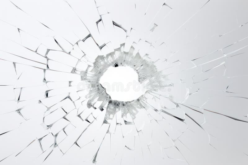 Abstract Texture. Broken Glass Window with Hole in the Middle and ...