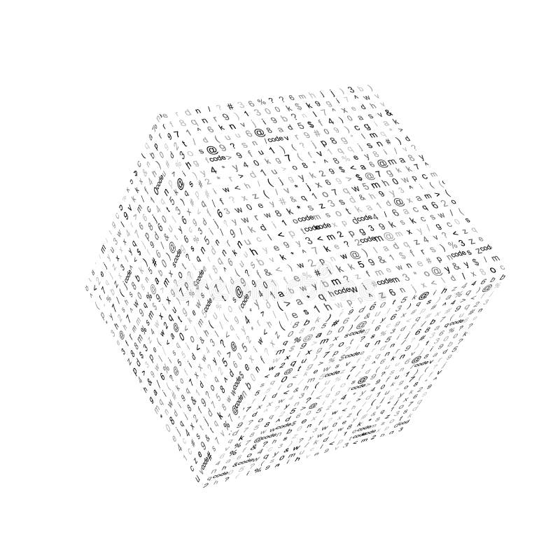 Abstract Texture with Coding Symbols Placed on the Cube Sides. Vector ...