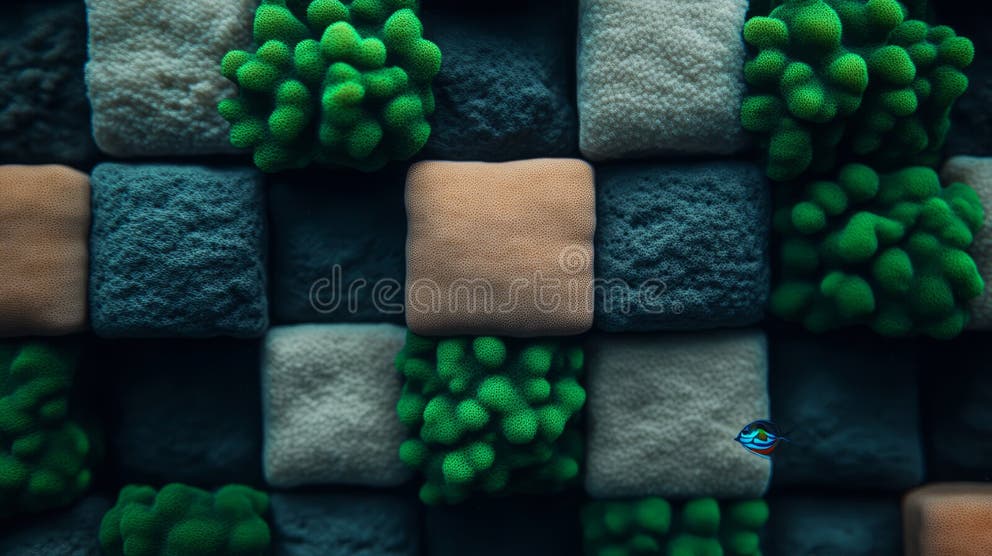 Abstract Texture with Colorful Microorganisms on a Grid of Smooth and ...