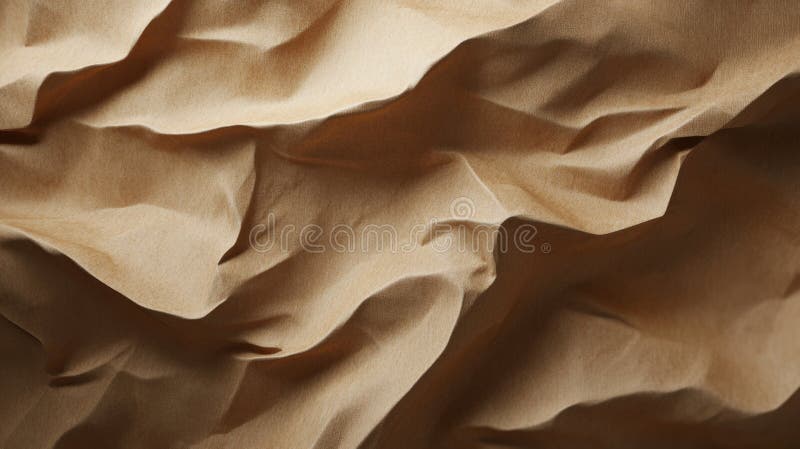 Abstract Texture of Crumpled Brown Paper with Light Shadows, Natural ...