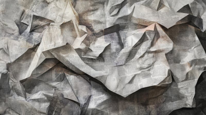 Abstract Texture of Crumpled Newspaper Background Stock Illustration ...