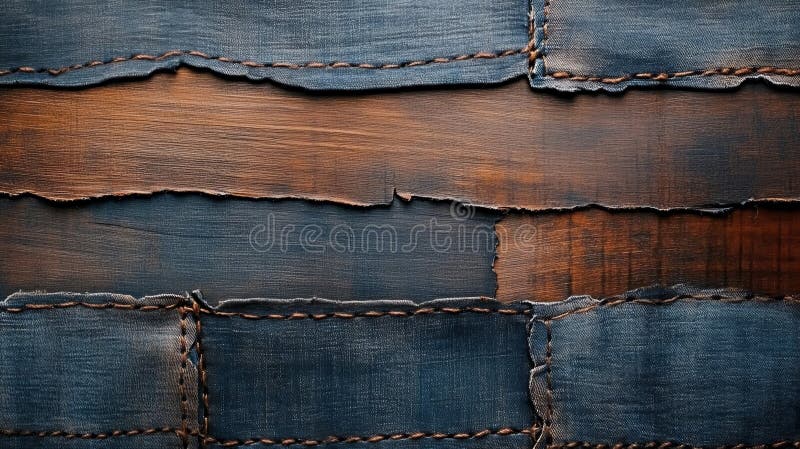 Abstract Texture Featuring Stitched Blue and Brown Patches, Perfect for ...