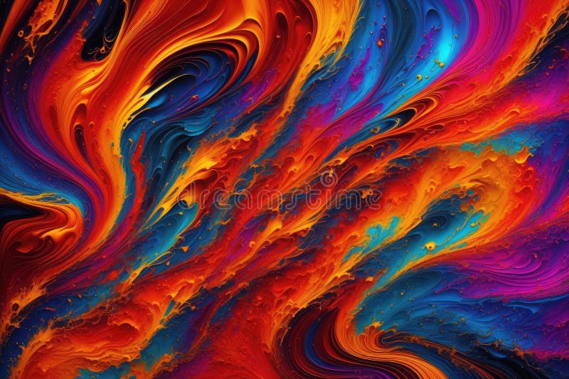 Abstract Texture of Flow Multi Vibrant Vivid Liquid Colors. Digital Art ...