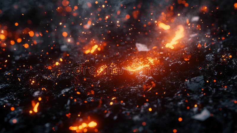 Abstract Texture of Glowing Embers on Dark Ashes Stock Illustration ...