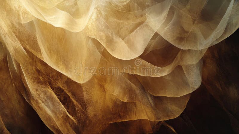 Abstract Texture of Golden Sheer Fabric with Draped Layers Stock ...