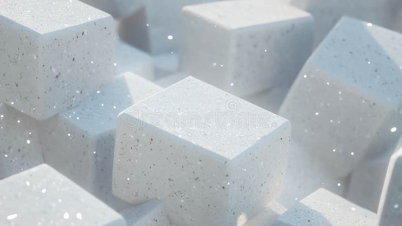 Abstract Texture of Light Grey Smooth Cubes with White Neon Accents ...