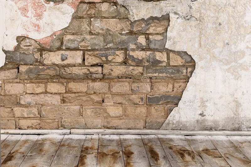 Abstract Texture of Old Gray Destroyed Brick Wall with Plaster Stock ...