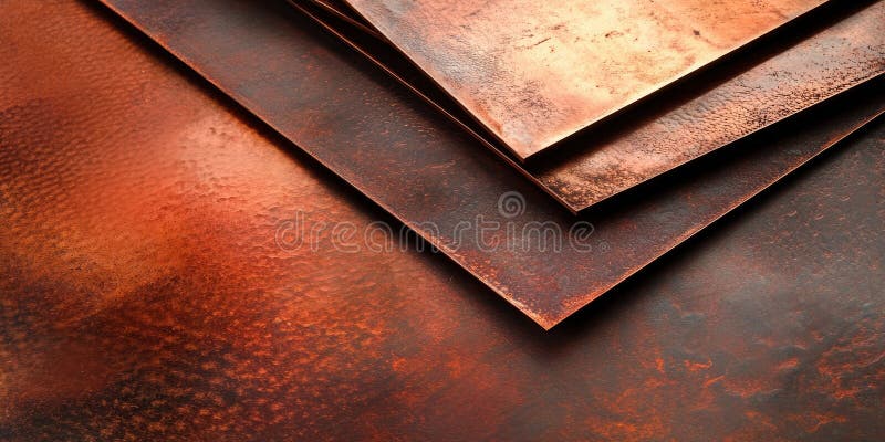 Abstract Texture of Overlapping Copper Sheets with Rusty Patina Finish ...