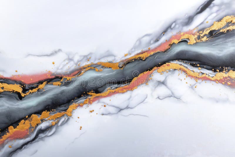 Abstract Texture Painting with White Grey Copper and Red Hues ...