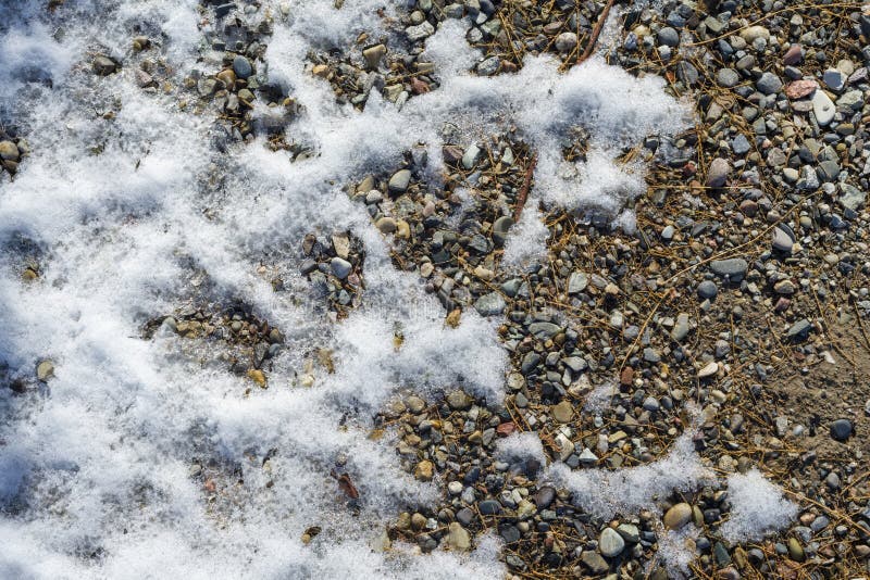 Abstract Background Photo of Melting Snow on Gravel Stock Image - Image ...