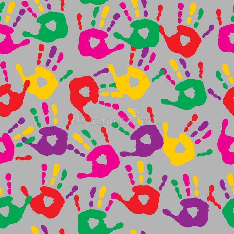 Abstract Texture from the Prints of Colored Hands Stock Vector ...