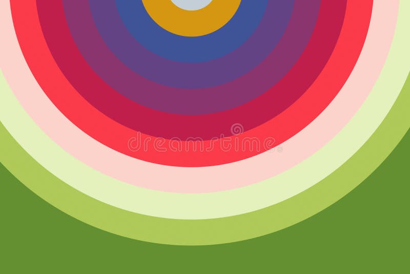 Abstract Texture with Rainbow Circle Layers on the Green Background ...