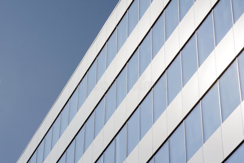 Abstract Texture, Rows of Clean Windows, Clear Blue Sky As a Background ...