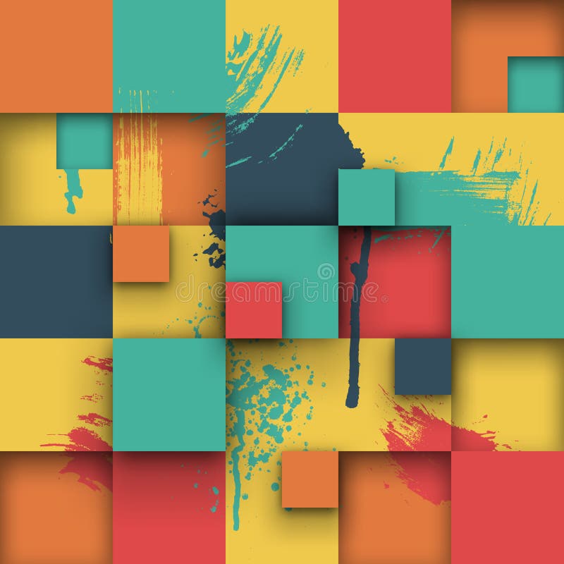 Abstract Texture with Squares and Paint Splashes Stock Vector ...