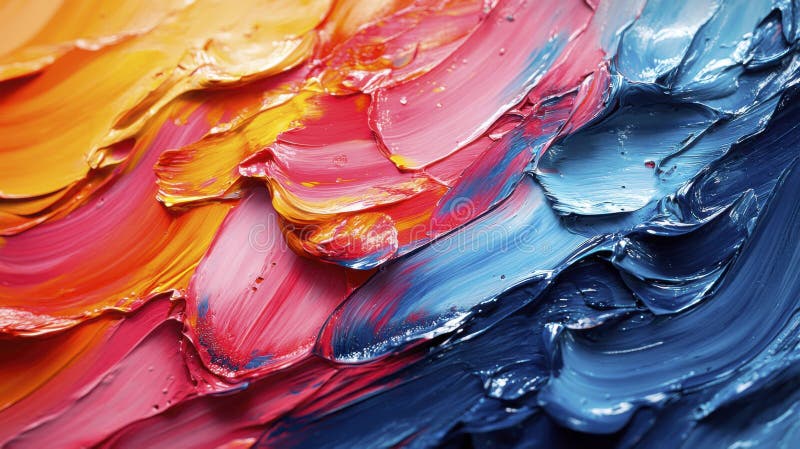 Abstract Texture with Undulating Strokes of Acrylic Paint Close-up ...