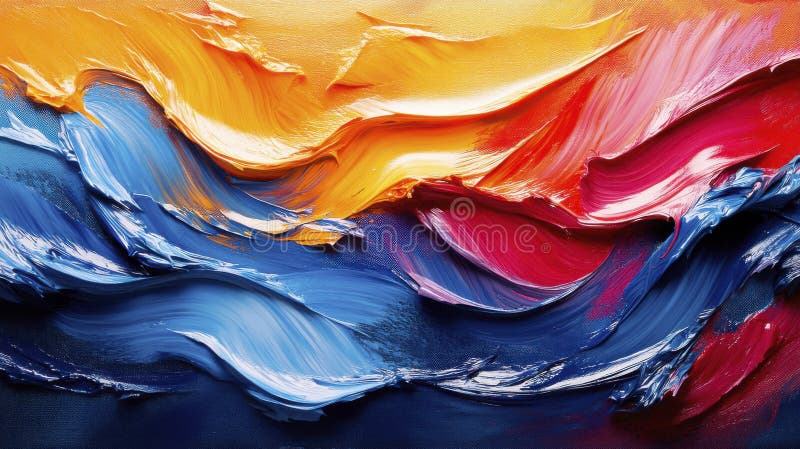 Abstract Texture with Undulating Strokes of Acrylic Paint Close-up ...