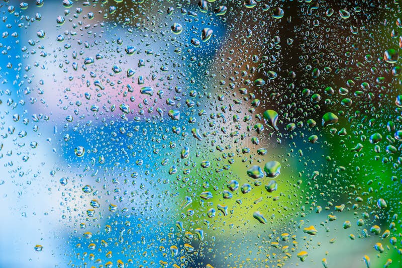 Abstract Texture. Water Drops on Glass with Colorful Background Stock ...