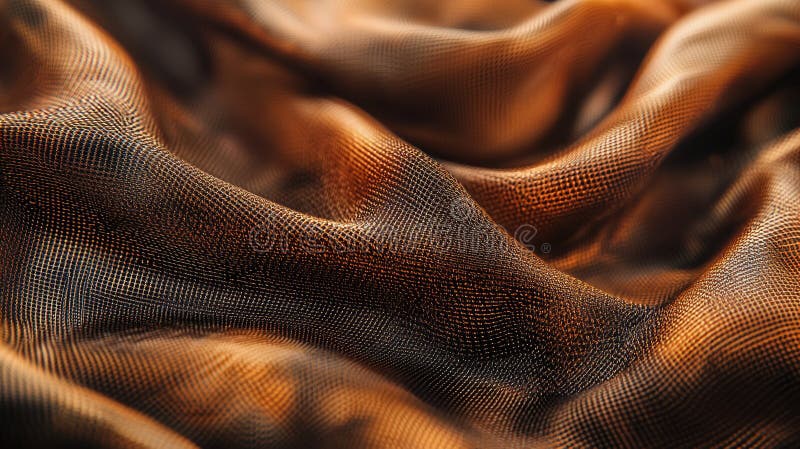 Abstract Texture of Wavy Bronze Fabric with Detailed Mesh Pattern and ...