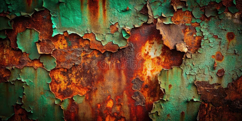Abstract Texture of Weathered Metal with Peeling Paint and Rust ...