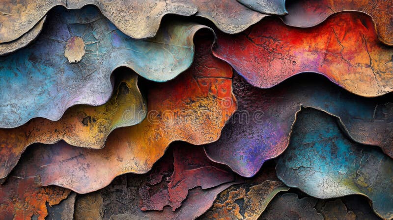 Abstract Textured Art Colorful Layered Waves Stock Illustration ...