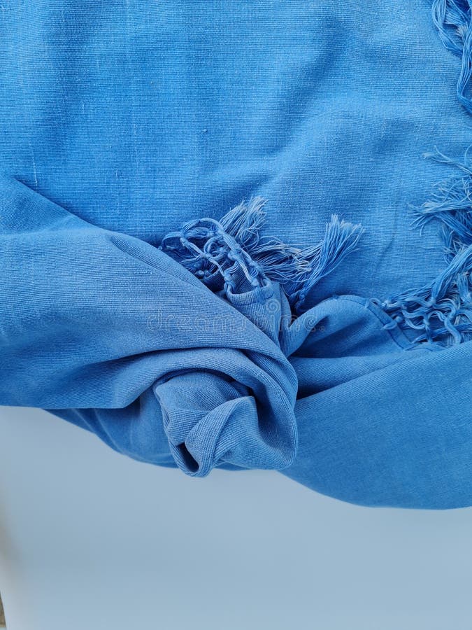 Abstract Textured Background of Blue Blanket Cloth Combined with White ...
