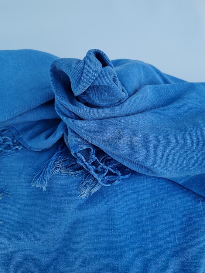 Abstract Textured Background of Blue Blanket Cloth Combined with White ...