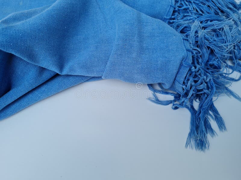 Abstract Textured Background of Blue Blanket Cloth Combined with White ...