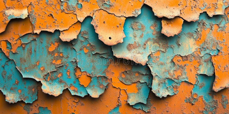 Abstract Textured Background of a Rusty Orange Metal Surface with Blue ...