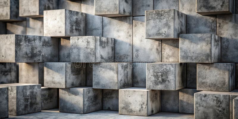 Abstract Textured Cubic Structure with Subtle Light and Shadow Play ...