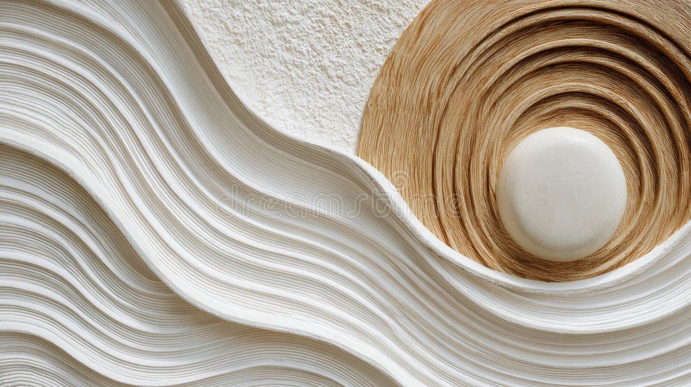 Abstract Textured Design Featuring Layered White Waves and Circular ...