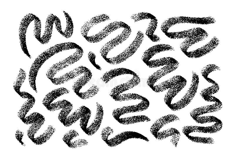 Abstract Textured Hand Drawn Swirl Shapes Set. Vector Artistic Wavy ...