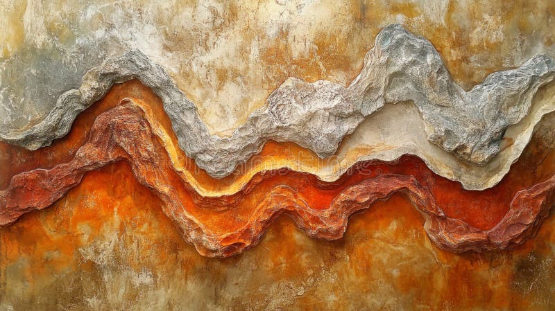 Abstract Textured Landscape Painting with Earthy Tones Stock ...